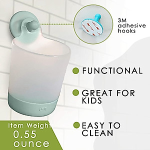 Puj Phillip Cups for Kids - Hangable Training Cups - Rinse-and-Play Reusable Plastic Cups with Grippy Hooks - Dishwasher Safe - Set of 2 (Sage and Periwinkle)