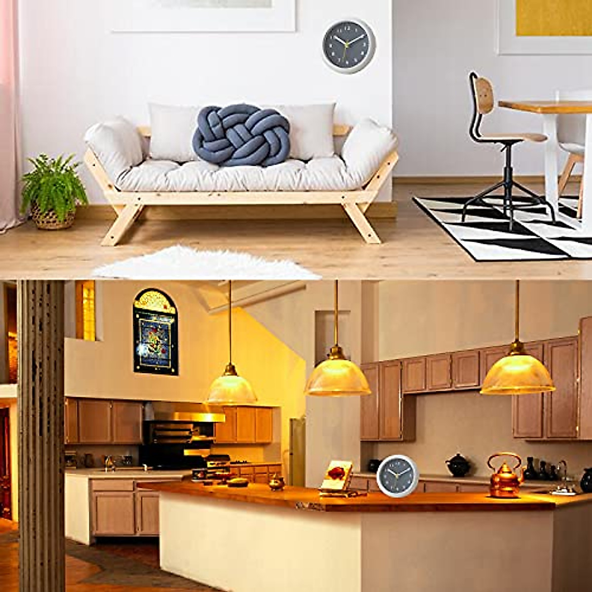 Bathroom Waterproof Wall Clock, Indoor Wall Clock with Suction Cup, Quartz Movement, Plastic Frame, Flexible Choice for Hanging Or Standing, Modern Silent Small Wall Clock for Living Room and Kitchen