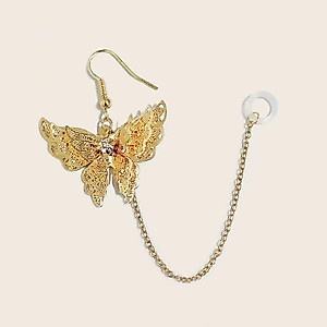 2pcs Airpod Earrings Holder Anti Lost Heart Pearl Flower Butterfly Star Earbud Ear Bud Earphone Holder Earrings Pierced for Women Girls (Butterfly)