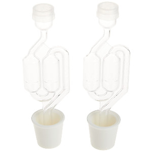 FastRack 64 oz Growler, 1/2 Gallon Glass Beer Growler, Half Gallon Glass Jug, 1/2 Gallon Glass Jug, Set of 6, Comes with 12 Extra Poly Seal Caps & Twin Bubble Airlock and Carboy Bung (Pack of 2)