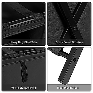 Yifeel Luggage Rack with Storage Bags, Pack of 2, Foldable Steel Frame Suitcase Stand for Guest Room, Bedroom Black, Hotel JLR002B2