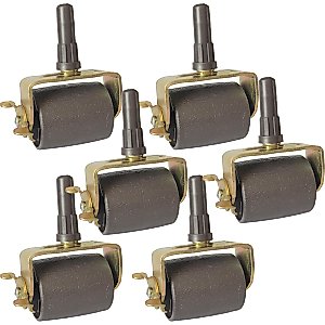 Heavy Duty Steel Stem Bed Frame Wheels Casters Rollers with Plastic Inserts, Set of 6 Locking