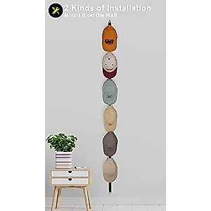 Hat Rack for Baseball Caps and Organizer Holder [ up to 36 Caps ] Display over the Door or on the Wall Hanger with 2 Durable Straps and 12 Adjustable Upgraded Strong Hooks, Black