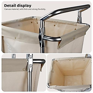 Renicbliss Laundry Cart with Wheels, Rolling Laundry Hamper with Wheels and Handle, Large Dirty Clothes Hamper for Laundry Heavy Duty, Beige