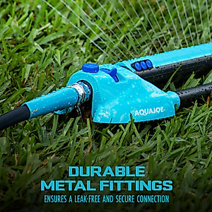 Aqua Joe AJ-OMS20-BRS 4973 Sq Ft Variable-Width Turbo Oscillating Sprinkler, 6 Switchable Spray Nozzles