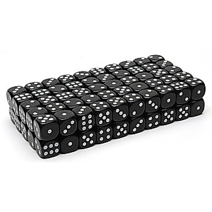 WE Games Bulk Black Dice Set - 100 Pack of Rounded Corner 6 Sided 16mm Dice for Dice Games, Casino Nights, and More