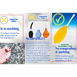 RVDKBULB Silicone Douche Bag with Storage Bag, Pocket size - Great for Travel, 24 Fl Oz Capacity, Yellow