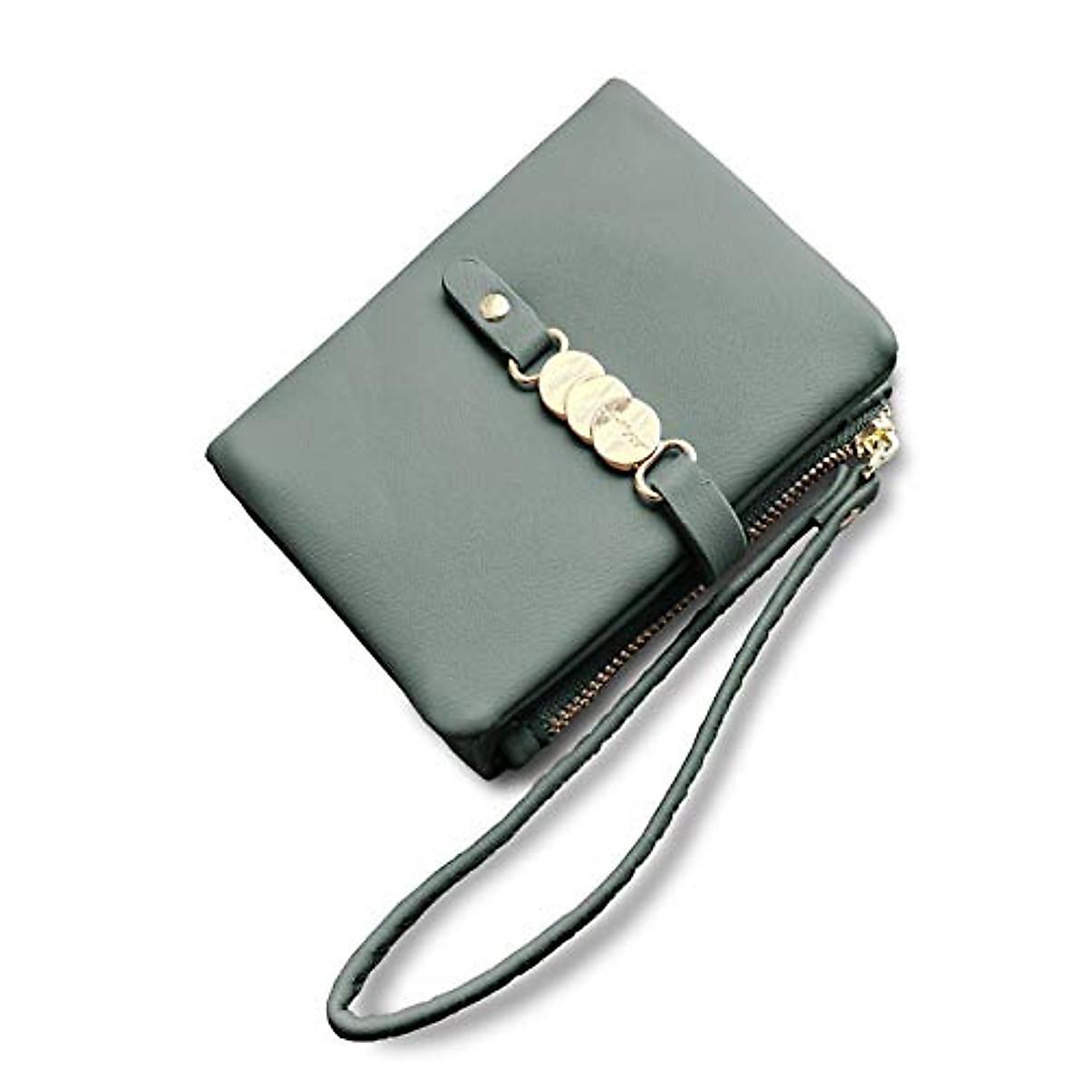 TOPKULL Wallets for Women Small Rfid Bifold Ladies Wallets Wristlet Change Purse for Card Coin with Wrist Strap (Green)