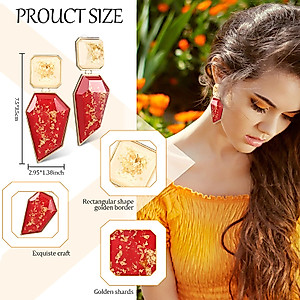 6 Pairs Rhinestone Rectangle Dangle Earrings Geometric Statement Earrings Bohemian Crystal Drop Earring for Women