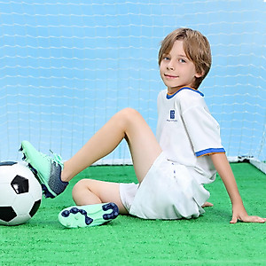 brooman Kids Soccer Cleats Boys Girls Athletic Outdoor Football Shoes (2,Green Navy)