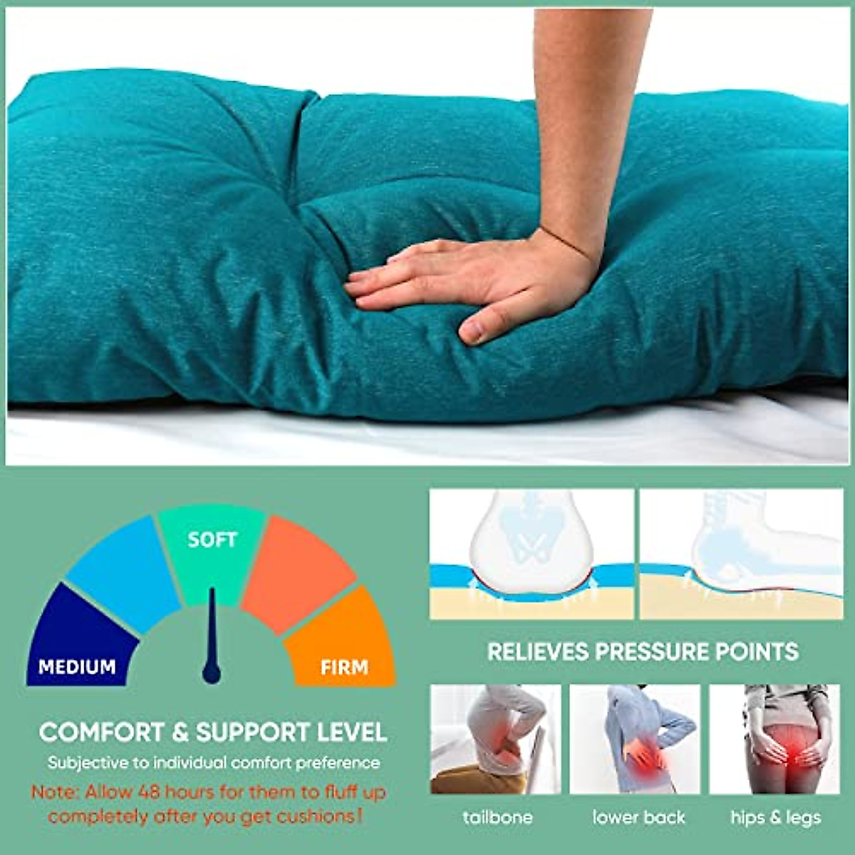 Millsilo Non Slip Bench Cushion for Indoor Outdoor Furniture, Water Resistant Durable Thicken Window Seat Cushions for Storage Bench, Long Bench Pads for Mudroom, 36x14x4 inch, Star Green