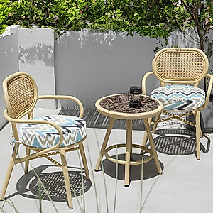 idee-home Outdoor Bistro Chair Cushions Set of 2, 15”x15”x 3” Thick Round Seat Cushions with Ties, Waterproof Round Patio Chair Cushions for Outdoor Furniture, Round Chair Pads for Garden