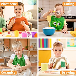 Dinosaur Art Smock - Kids Aprons for Boys ages 3-8 Waterproof Toddler Art Smock Painting Toddler Apron for Girls with Long Sleeve 3 Pockets Toddlers Painting Eating Cooking Baking Gardening Apron