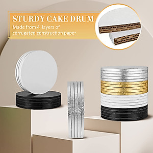 24 Pcs 10 Inch Round Cake Drums Wedding Cake Boards 1/2 Inch Thick Cake Rounds Cake Base Round Cake Circles Smooth Edge, Black, Gold, Silver, and White