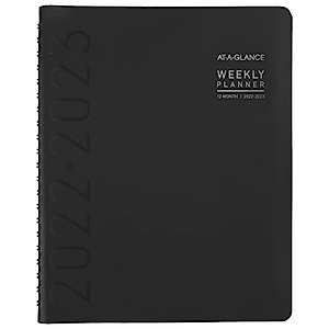 AT-A-GLANCE 2022-2023 Planner, Weekly & Monthly Academic Appointment Book, 8-1/4" x 11", Large, Contempo, Black (70957X05)