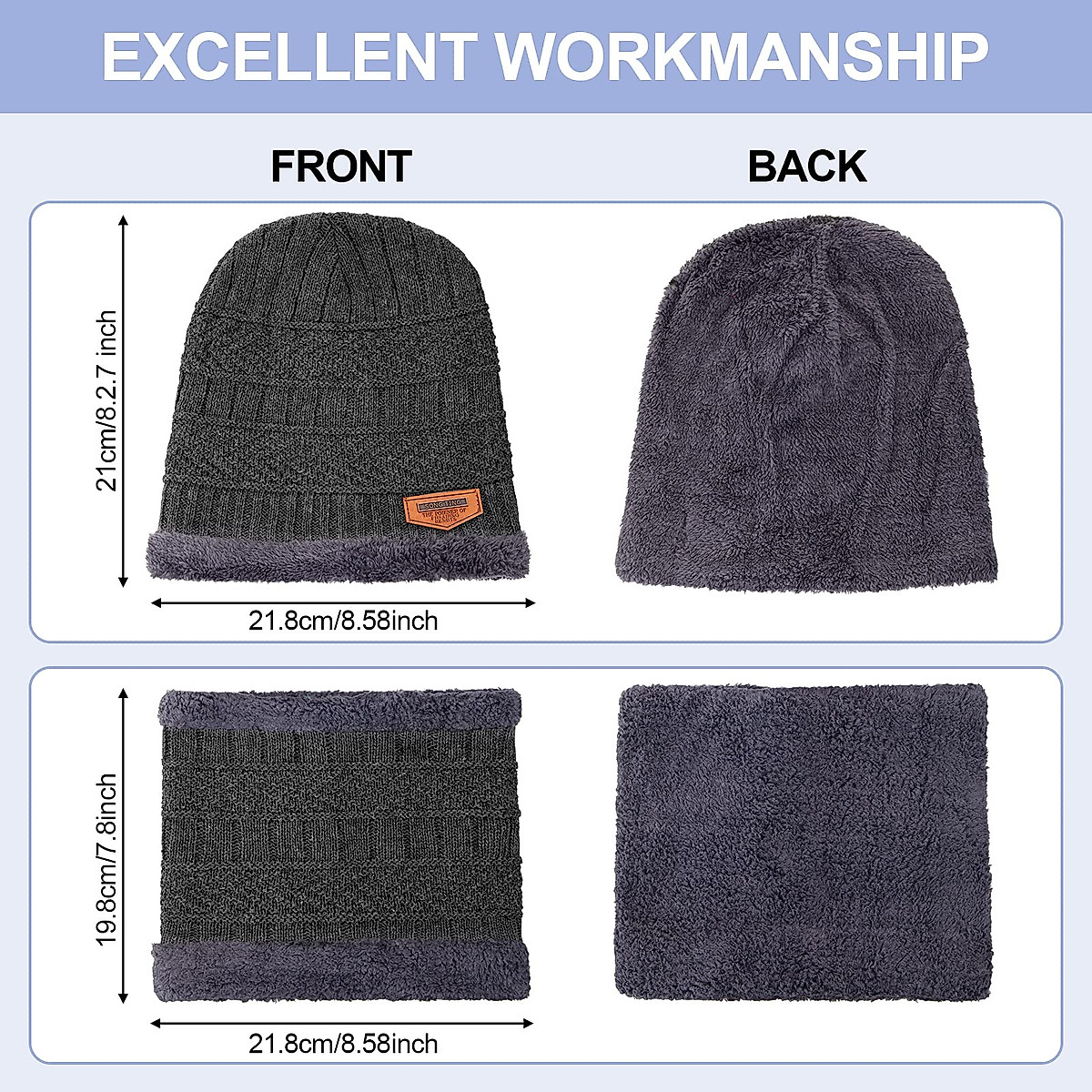 JaGely 9 Pcs Kids Knit Winter Hat Glove Scarf Set Toddler Beanie Cap Warm Neck Warmer Scarf Touchscreen Glove for 5-14 Years(Black, Navy, Gray)