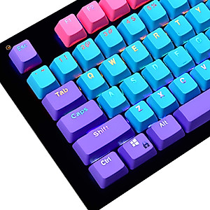 Bossi 104 Keycaps Set | Backlit Keycaps for Cherry MX Gaming Keyboard with Key Puller（Purple + Blue + Pink）(Keycap Only, Keyboard NOT Included)