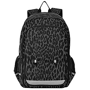 ZOEO Teen Girls Backpack Dark Gray Leopard Cheetah Print Large College Student Laptop Bag Purse Women for Travel High School