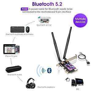 PCIE WiFi 6 Card AX1800M Bluetooth 5.2 Adapter for Desktop PC, EDUP LOVE 2.4GHz/5.8GHz Dual Band Wireless PCI Express Internal Network Card Support Windows 10/11 64-bit