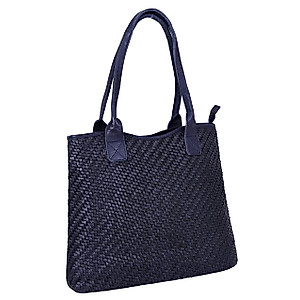 ANTONIO VALERIA Alice Blue Braided Washed Leather HandBag for Women