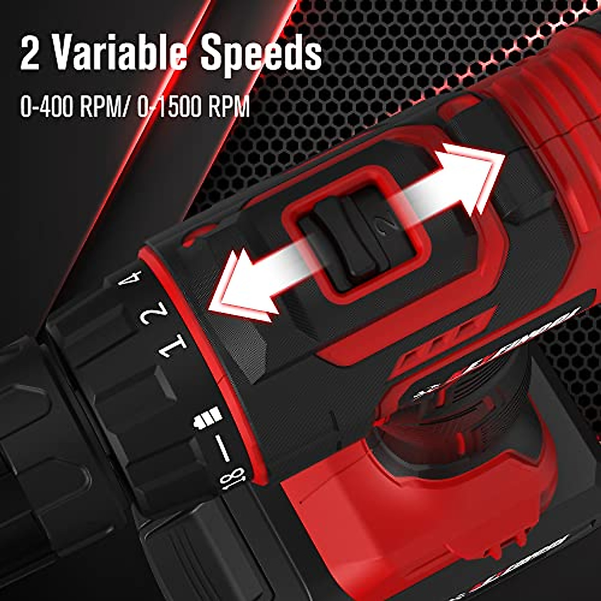 KEYFINOOL 20V Lithium-Ion Cordless Drill Set, 18+1 Power Drill Kit With 2.0Ah Battery & 1H Fast Charger, 2-Variable Speeds, 265 In-lbs Torque Power, LED Light, 22pcs Driver/Drill Bits