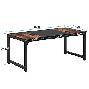Tribesigns 71"x31.5" Dining Table, Industrial for 6-8 Person, Rectangular Dinner Table for Dining Room Kitchen Living Room, with Heavy Duty Metal Legs, White