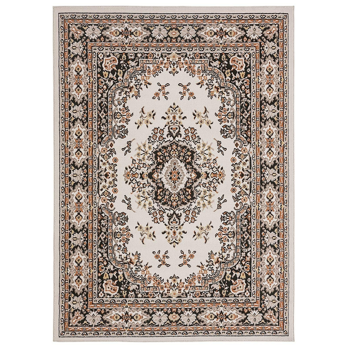 Home Dynamix Premium Sakarya Traditional Medallion Border Area Rug, Ivory/Brown, 7'9"x10'8" Rectangle