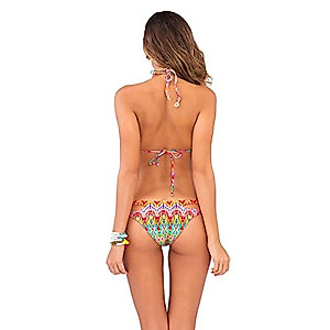Luli Fama Women's Sun Kissed Laughter Reversible Zig-Zag Open-Side Bikini Bottom, Multi, Medium