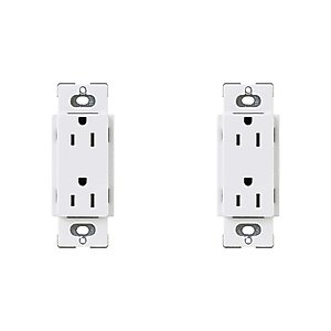 Lutron Claro 15 Amp Duplex Outlet, CAR-15-WH, White (Pack of 2)
