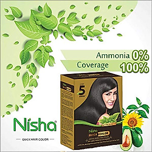 Nisha Quick Hair Color Henna-Based Herbal Protection & No Ammonia 100% Grey Coverage permanent Root Touch Up & Full Hair Color
