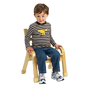 Children’s Factory 11"H NaturalWood Stackable Kids Chair, Hardwood Flexible Seating Classroom Furniture, Toddler Daycare Furniture