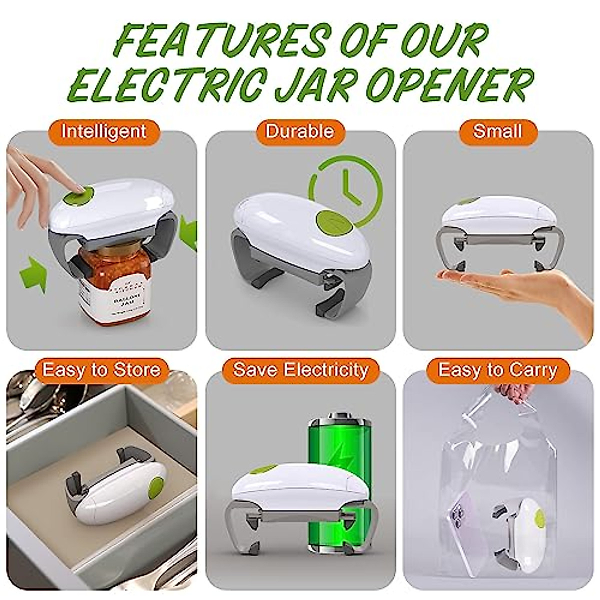 Homelet Electric Jar Opener for Weak Hands Automatic Powerful Effortless Bottle Jar Opener Hand Free Prime Unique Kitchen Gadget for/Arthritics/Senior/Women/Chef Lid Gripper for All Size Caps