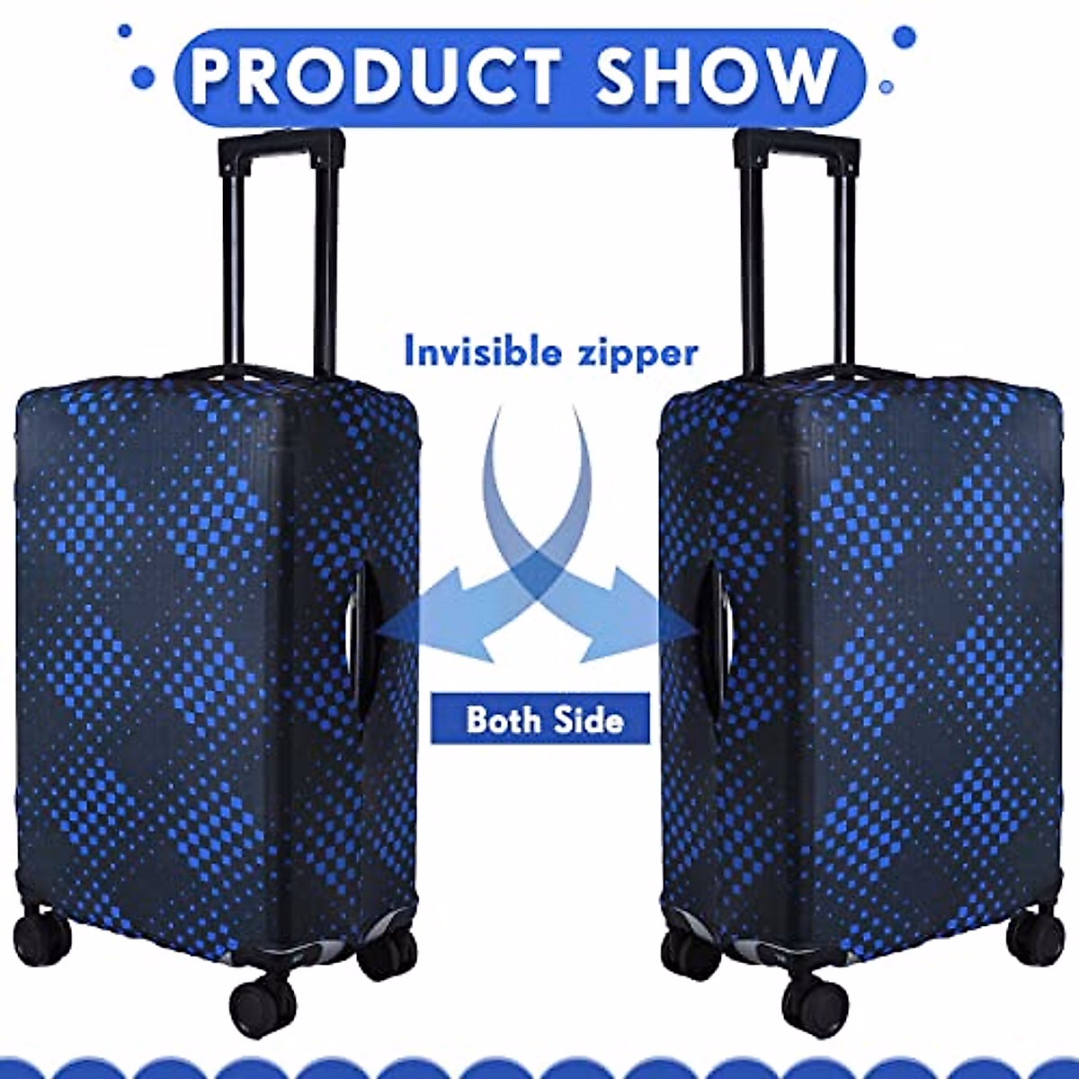 Sweetude 3 Pcs Travel Luggage Cover Washable Suitcase Protector Rhombus Geometry Suitcase Cover Luggage Protector Fits 18-28 Inch Luggage, 3 Sizes (Rhombus Style)