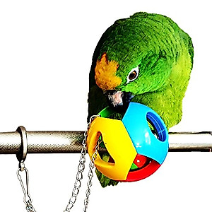 Hypeety Parrot Colorful Ball Toys with Bell Cage Hanging Chewing String for Parakeet Conure Cockatiel Small Medium Birds (A+B+C)