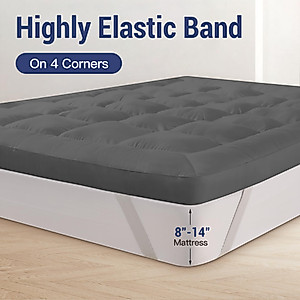 NEXHOME PRO Mattress Topper King, Extra Thick Cooling Mattress Pad with Elastic Bands, Organic Down Alternative Filled Pillow Top for Back Pain Relief