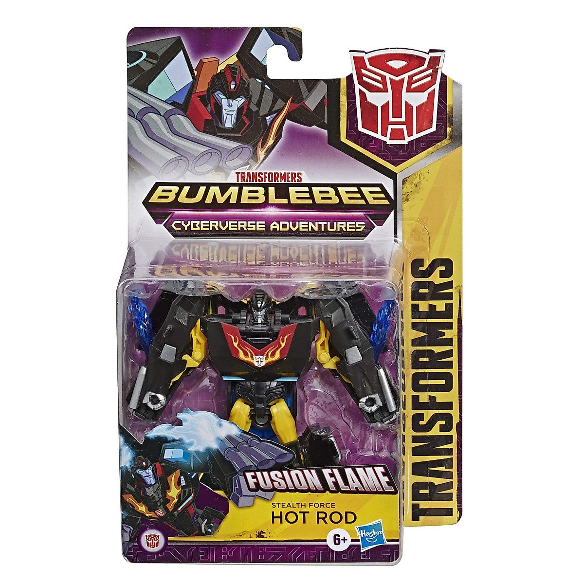 Transformers Bumblebee Cyberverse Adventures Action Attackers Warrior Class Stealth Force Hot Rod Action Figure, Fusion Flame Move, 5.4-inch