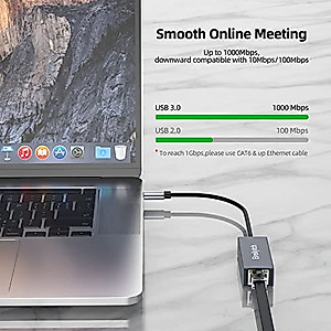 USB C to Ethernet Adapter,RJ45 to USB-C Thunderbolt 3 Type C Gigabit Network 1000Mbps LAN Converter Compatible with MacBook Pro Air iPad Pro Galaxy S22 S21 Surface Book Chromebook Dell XPS