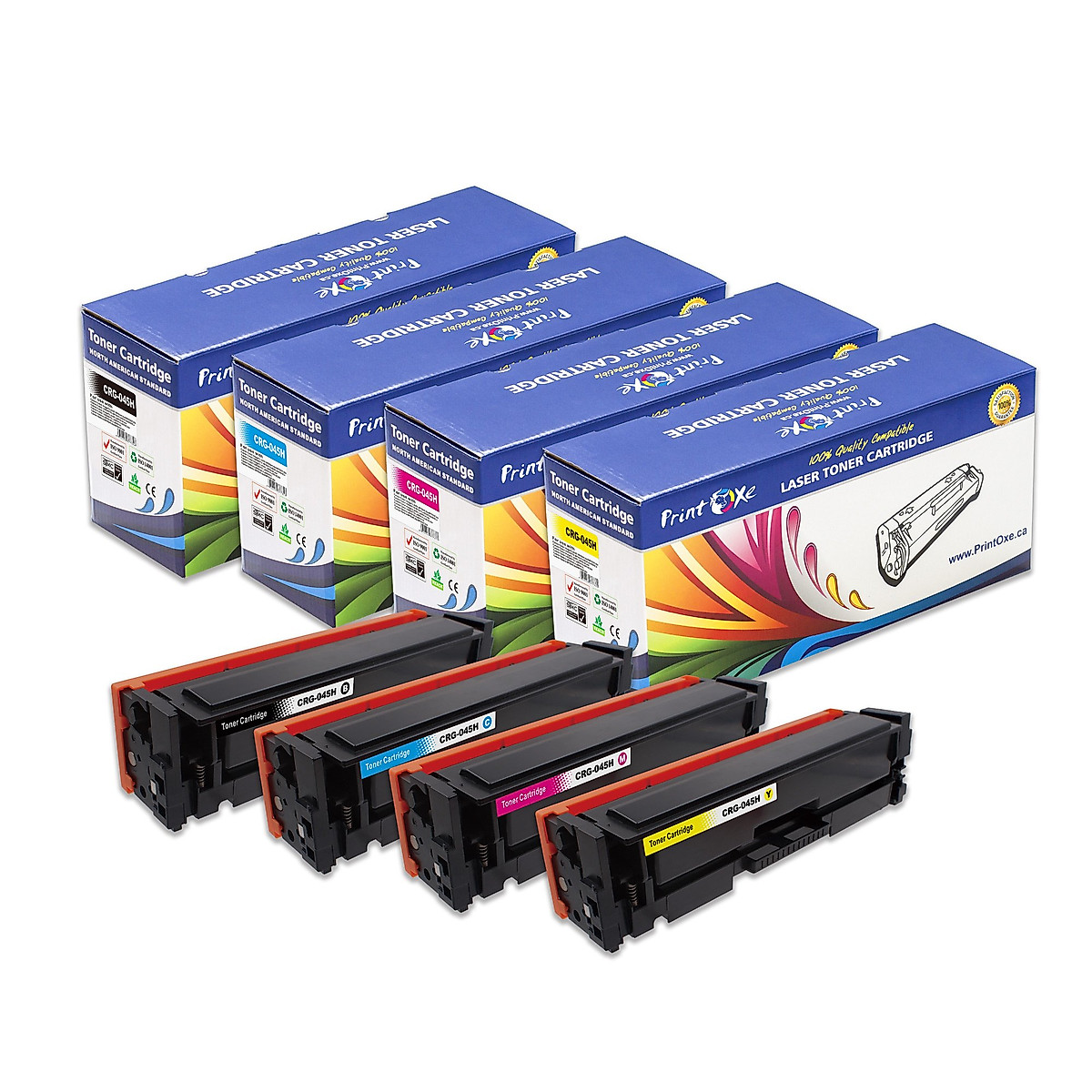 PRINTOXE™ Compatible Set Replacement for CRG-045H of 4 Toner Cartridges 045 for Canon Color imageCLASS MF634Cdw MF632Cdw LBP612Cdw & i-SENSYS MF631Cn MF633Cdw MF635Cx LBP611Cn LBP613Cdw & Satera