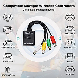 RetroScaler Wireless Controller Adapter - Bluetooth Controller Adapter for NGC Game Console, Compatible with PS3/PS4/PS5, Xbox One S, Series X/S, Switch Pro, Video Game Converter to NGC System