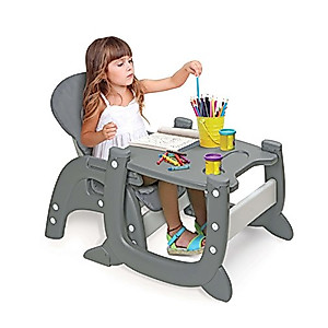 Badger Basket Envee II Baby High Chair with Playtable Conversion – Gray Chevron, 5-Point Harness, Dishwasher Safe Tray, Machine Washable Cushion