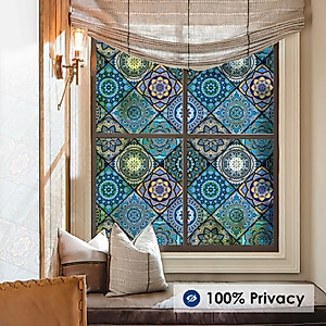 DKTIE Window Privacy Film with Installation Tools Frosted Glass Static Clings Non Adhesive, Stained Glass Window Film Art Deco, Window Decals, Window Sticker (B110, 17.7" x 78.7")