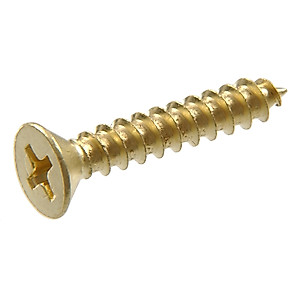 Hillman 45433 9-Inch x 1-1/2-Inch Flat Phillips Wood Screw, Brass, 15-Pack
