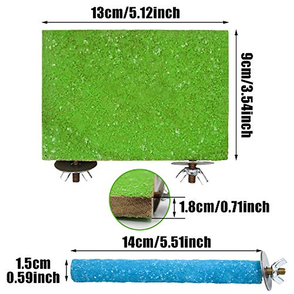 6 Pcs Bird Perch Stand Toy, Wood Parrot Stand Platform Colorful Sand Paw Grinding Stick Cage Accessories Exercise Toys for Cockatiel Conure Budgies Parakeet Lovebird Hamster Gerbil Rat Mouse (6 Pcs)