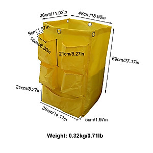 SagaSave Cleaning Cart Bag Replacement Janitorial Cart Bag Large Capacity Commercial Cleaning Bags for Cleaning Cart Housekeeping Carts, Yellow,18.90 * 11.02 * 27.17in