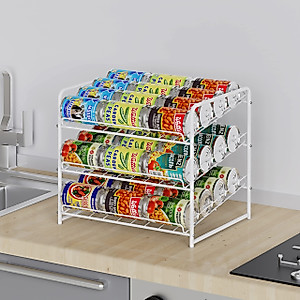 Simple Trending Can Rack Organizer, Stackable Can Storage Dispenser for Kitchen Cabinet or Pantry, White