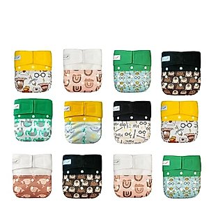 KaWaii Baby One Size HD3 Pocket Cloth Diapers, Best Daycare Nappies, Washable, Reusable, Leakfree, Unisex, Pack of 12 Diapers