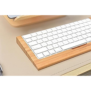 SAMDI Wooden Keyboard Tray, 2nd Generation Wireless Keyboard Tray for iMac Bluetooth Stand Base Keyboard Mounting Platform Shelf, Small Slot for Magic Keyboard Storage - (Bamboo)