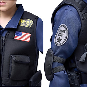 Spooktacular Creations Police SWAT Costume for Kids, S.W.A.T. Police Officer Costume for Halloween Cosplay, Role-playing, Carnival Cosplay, Themed Parties(Medium (8-10 yr))