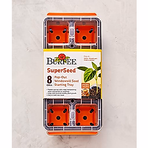 Burpee SuperSeed Windowsill Seed Starting Tray | 8 XL Cell | Seed Starter Tray | Reusable & Dishwasher Safe | for Starting Vegetable Seeds, Flower Seeds & Herb Seeds | Window Garden Seed Starting Kit