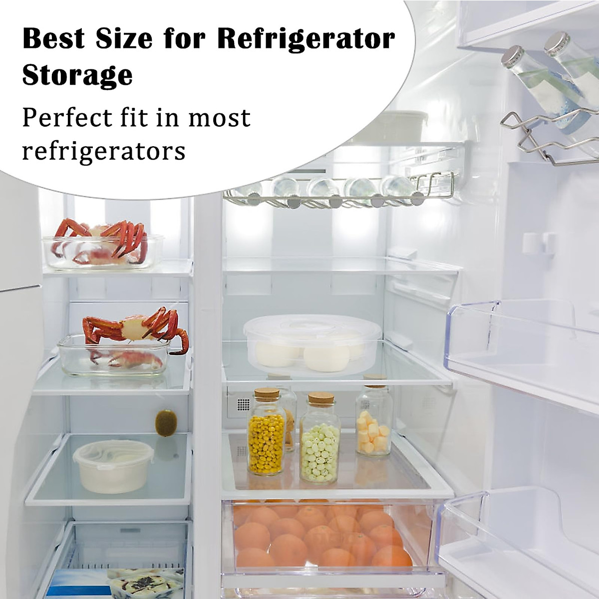 BSTKEY 12 inch Round Pizza Keeper, Food Storage Container with Lid and Handle, Pizza Dough Tray Fits 2-4 Dough Balls, Clear Plastic Food Storage Carrier for Cheese Cake Cupcakes Pies Pastries Fruit